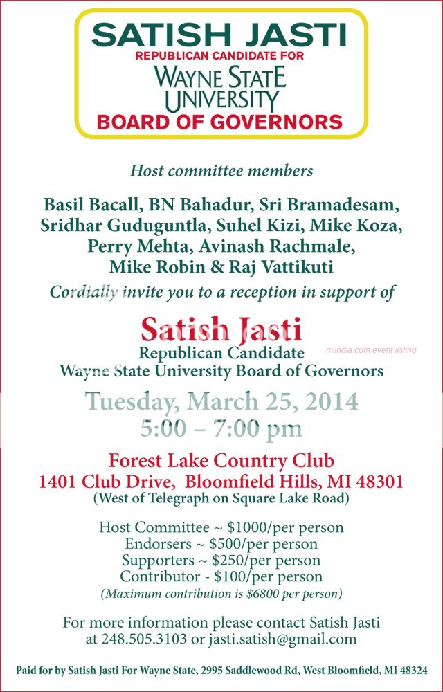 Satish Jasti for Wayne State University Board of Governors